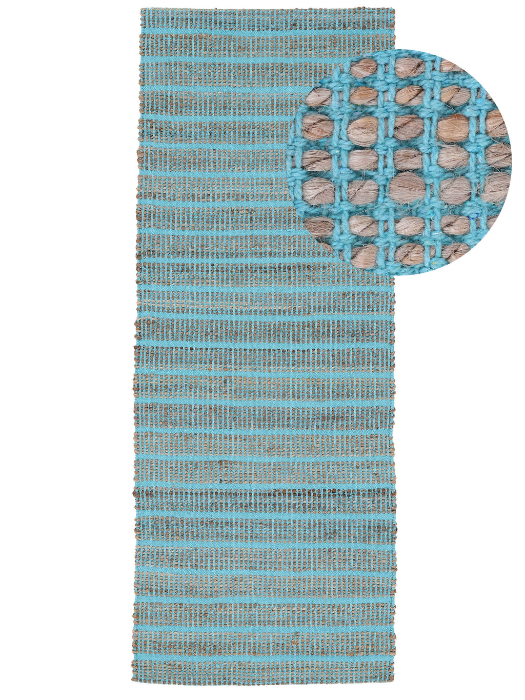 Juteteppich Lara Läufer Türkis - Handgewebt & aus Sisal/Jute