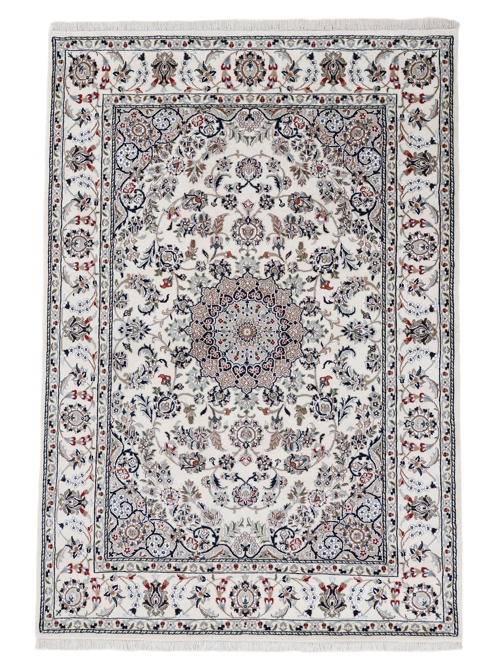 Nain Teppich Creme - Handgeknüpft & aus Wolle