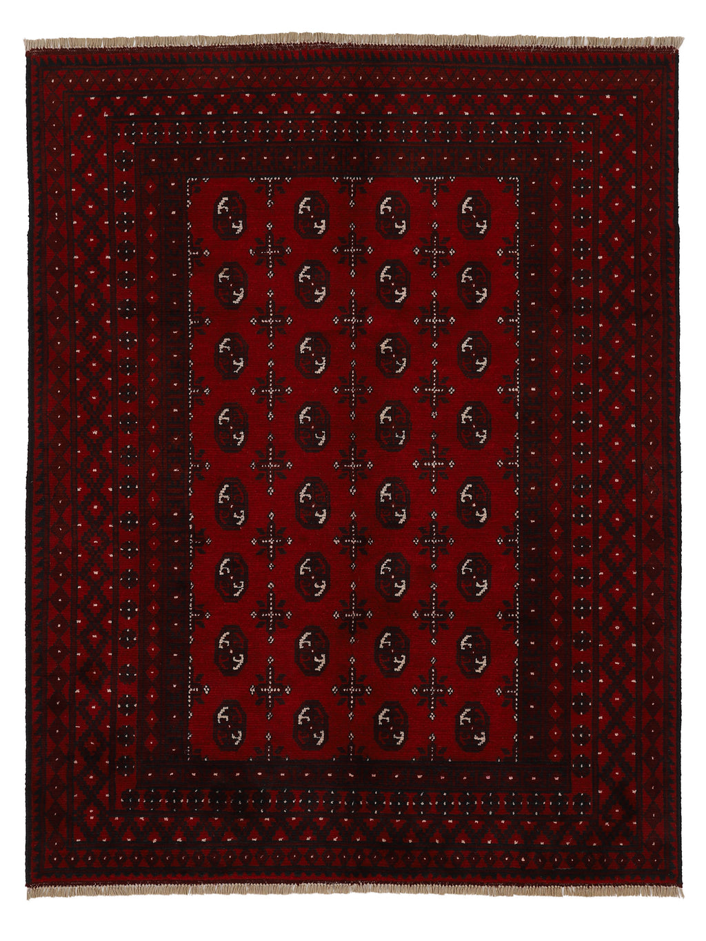 Afghan Akhche Bokhara Teppich Rot - Handgeknüpft & aus Wolle