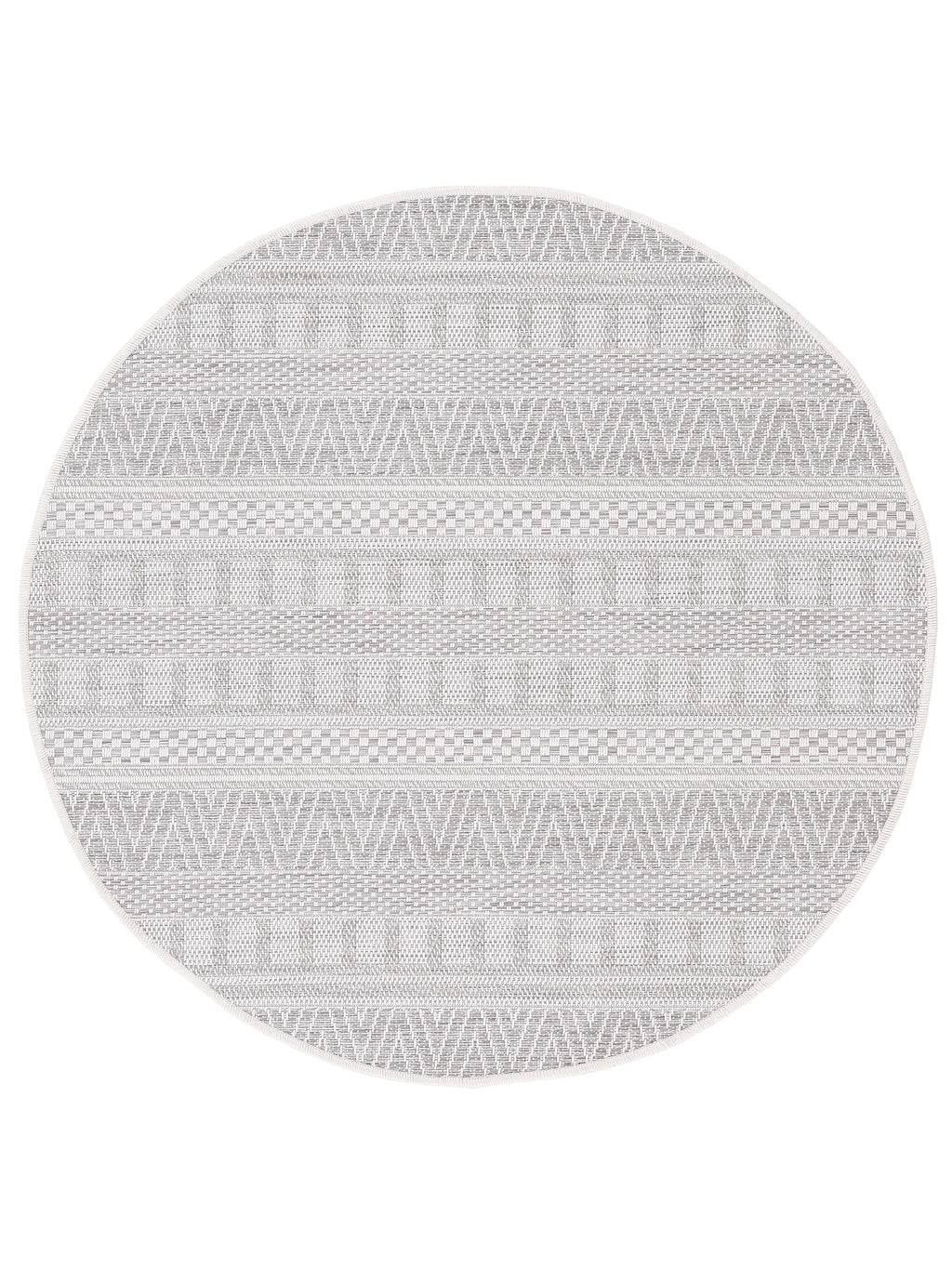 In- & Outdoor Teppich Boho Rund Beige - Maschinengewebt & aus Kunstfaser
