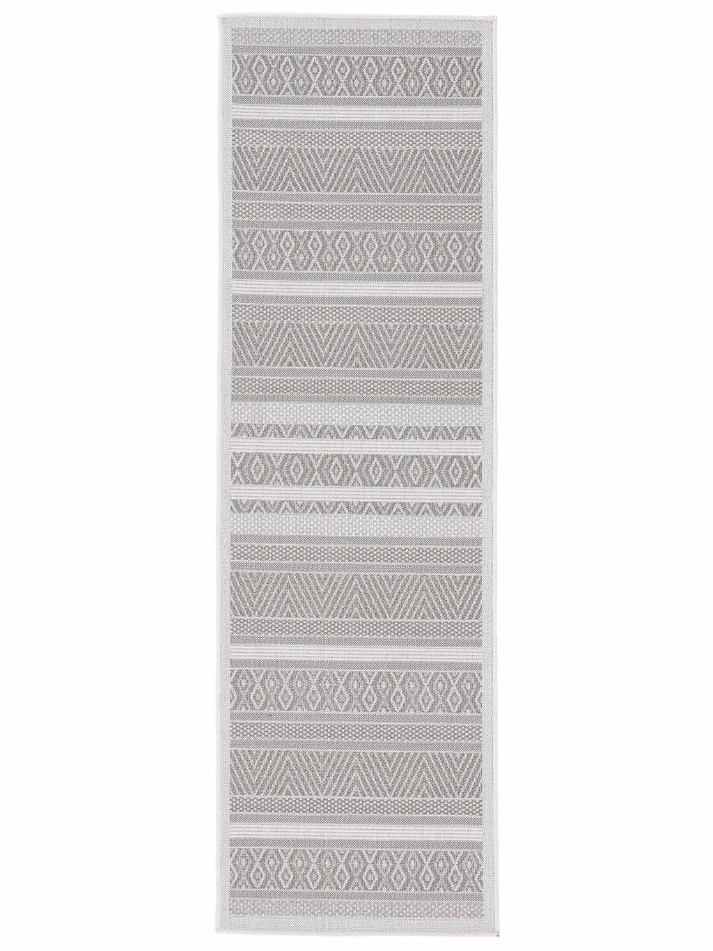 In- & Outdoor Teppich Boho Läufer Beige - Maschinengewebt & aus Kunstfaser