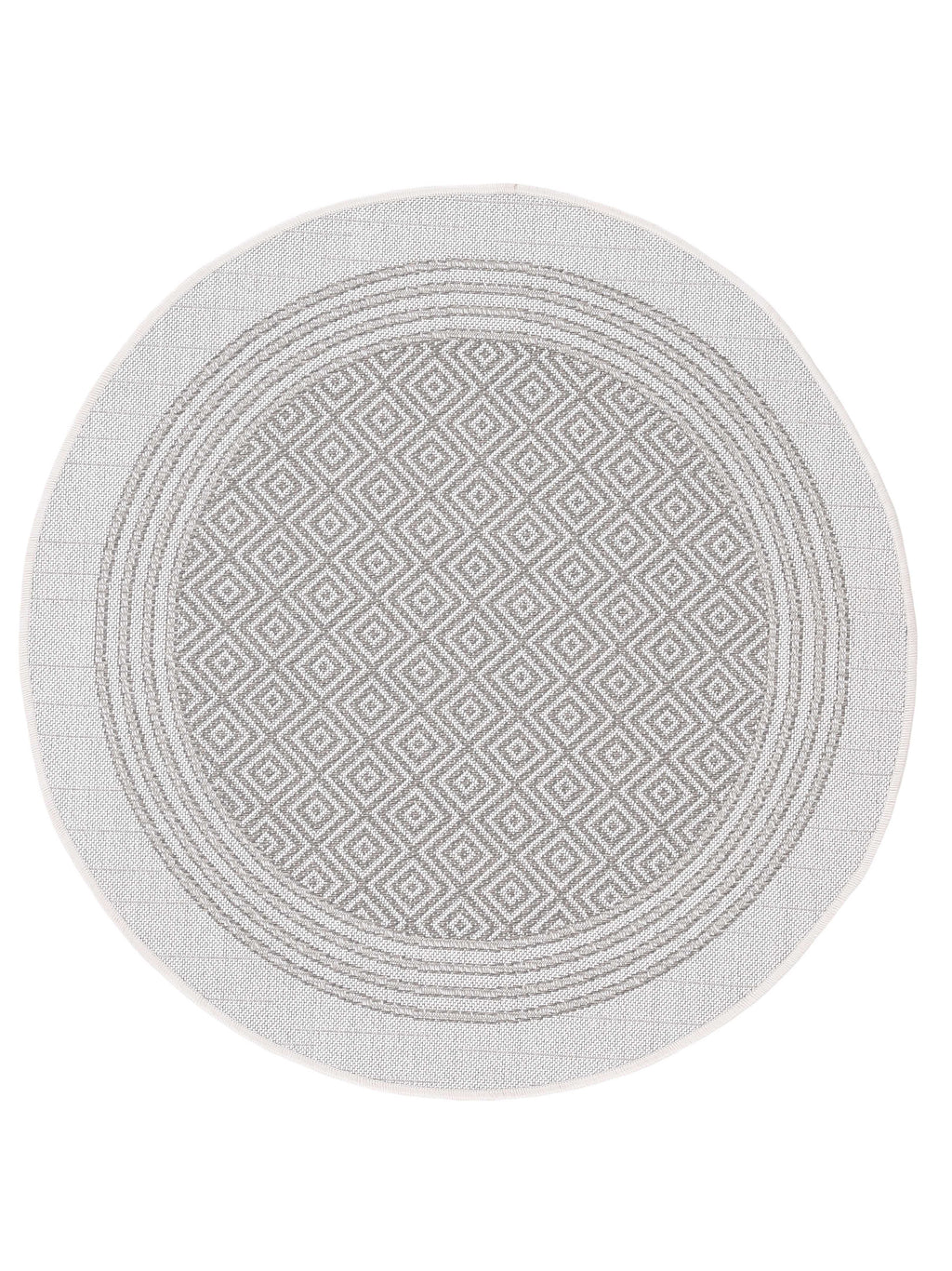 In- & Outdoor Teppich Boho Rund Beige - Maschinengewebt & aus Kunstfaser