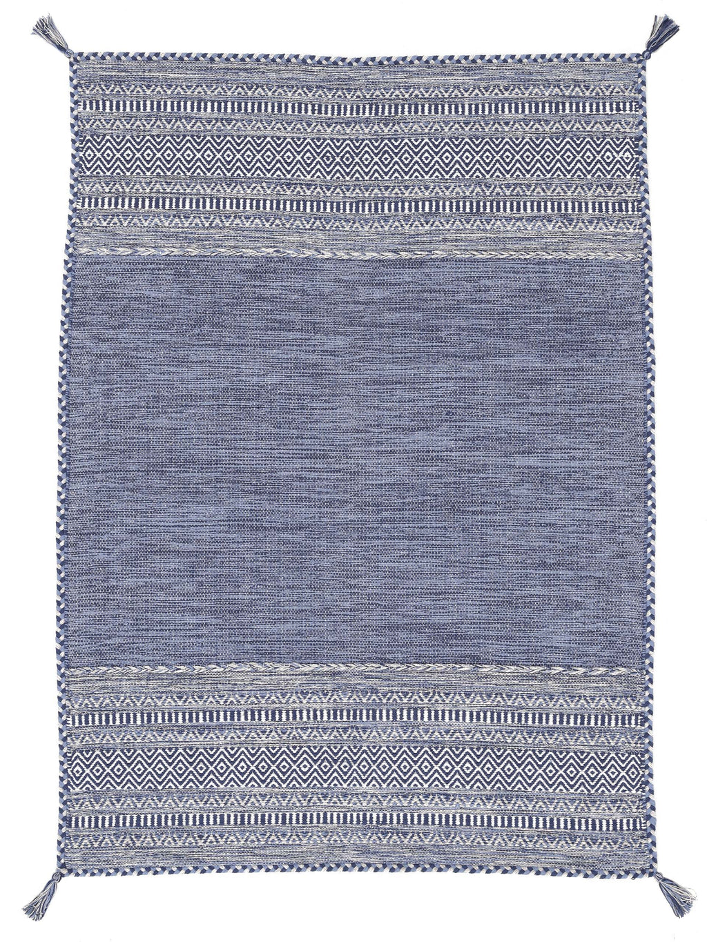 Flachgewebeteppich Kelim Azizi Blau - Handgewebt & aus Baumwolle
