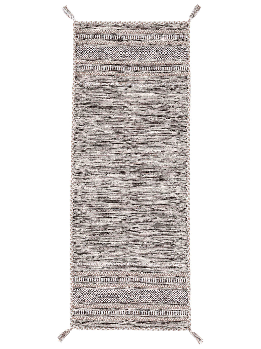 Flachgewebeteppich Kelim Azizi Läufer Beige - Handgewebt & aus Baumwolle
